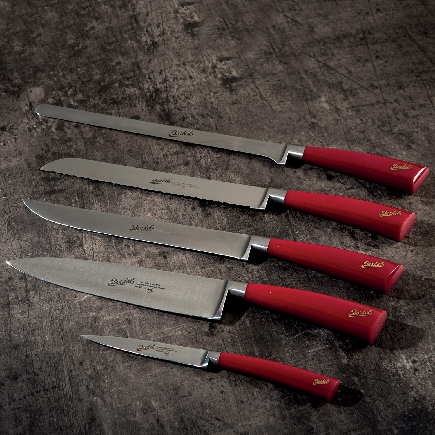 Elegance chef Set of 5 Knives Red
